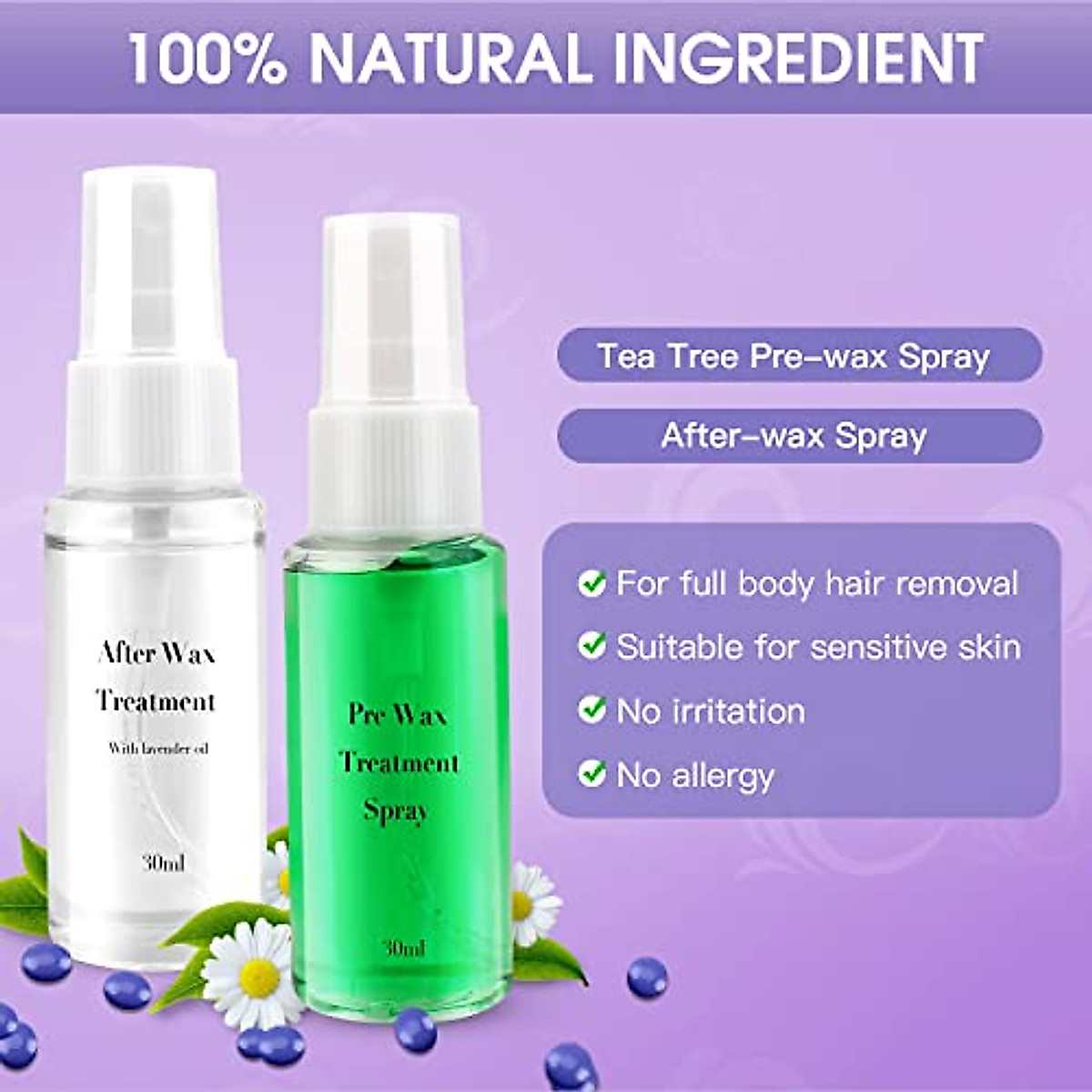 Waxing Kit for Women Men - XUISUOZ Digital Wax Warmer for Hair Removal with 5 Pack Hard Wax Beans and 20 Applicators, Waxing Kit for Legs, Face, Underarm, Bikini, Sensitive Skin