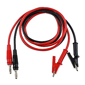Oiyagai 2pcs Banana Plug and Alligator Clip Test Leads Use for Multimeter or Laboratory Electric Testing Work 1M (Red + Black)