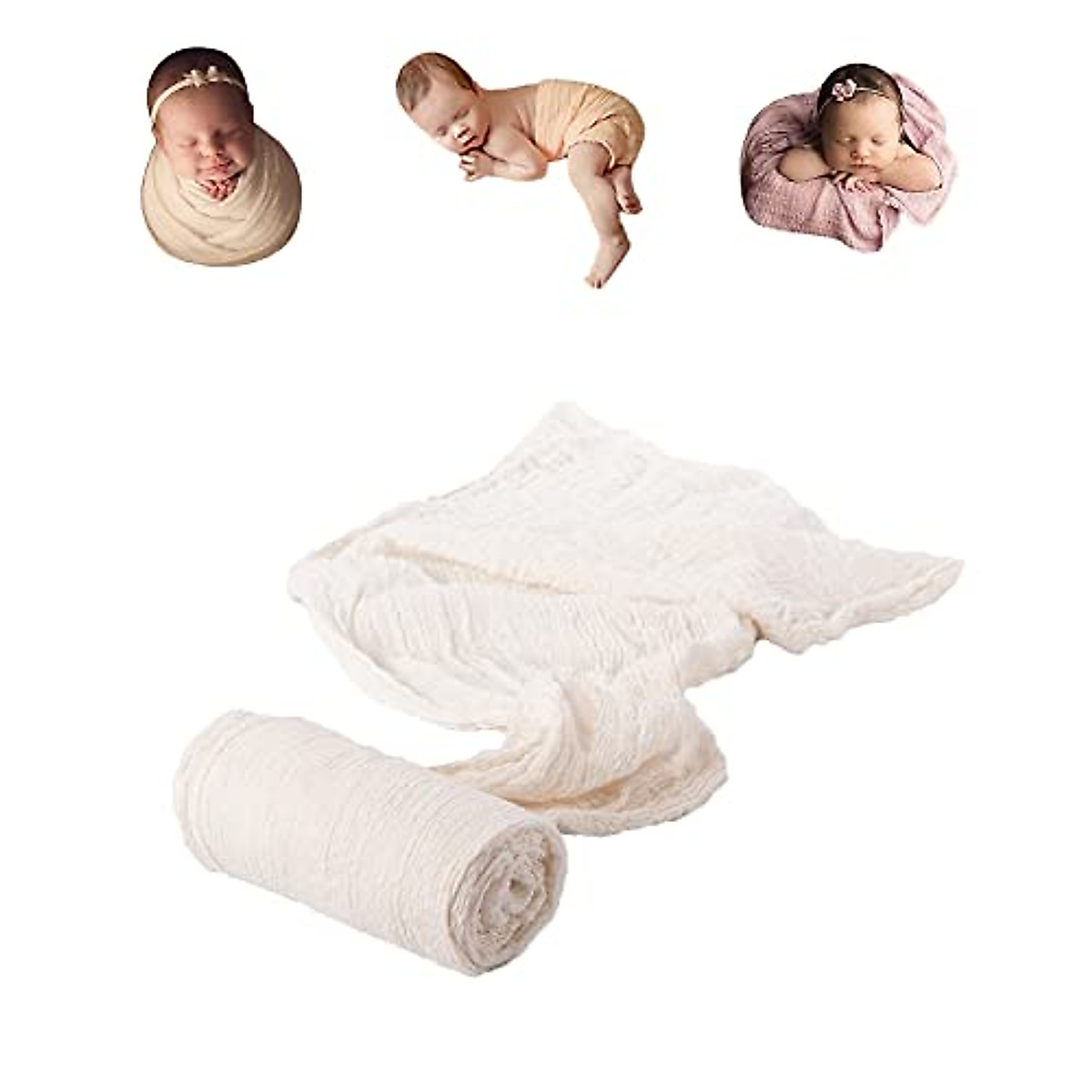 RUZHILING Newborn Baby Photography Stretch Wrap Newborn Photo Blanket Newborn Photography Props for Boy Girl Photoshoot Swaddle (White)