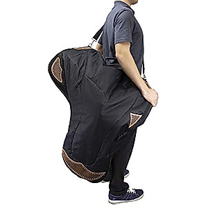 Tahoe Premium Durango Western Saddle Carry and Storage Bag with Three Layer Waterproof Padded Construction and Hand Tooled Basket Weave Leather Accents