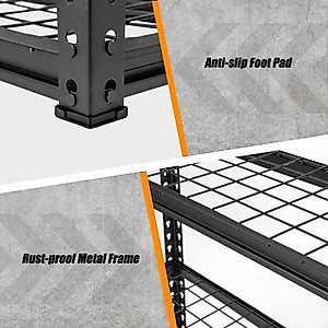 Giantex 2Pcs 5-Tier Storage Shelves, 35.5" x 15.5" x 72" Height Adjustable Metal Storage Utility Rack Shelf with Anti-tipping Device, Heavy Duty Garage Shelving for Warehouse, Basement, Kitchen, Black