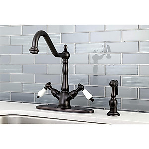 Kingston Brass KS1235PLBS Heritage Kitchen Faucet, 8-9/16", Oil Rubbed Bronze