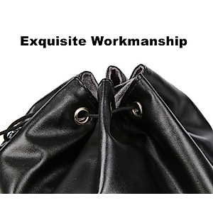 PUGED Large DND Dice Dragon Leather Drawstring Bags with Pockets Storage Bag for RPG MTG Game Dices Capacity Over 1000 Dice (Black)