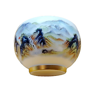WSCGLCF Ceramic teacup, small white porcelain teacups, kung fu teacups, Chinese landscape design, beautifully handcrafted. Gift boxed, 3oz.