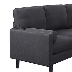 Eafurn L Shaped Sectional Sofa with Reversible Chaise Lounge, 3 Seater Convertible Corner Couch with Rubber Wood Legs, Modern Fabric Sofa&Couches for Living Room, Apartment and Small Space