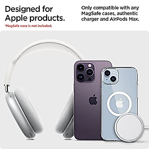 Spigen S380 (MagFit) Designed for Airpods Max Stand/MagSafe Charger [Charger Not Included] - Premium Aluminum Dual Headphone Stand Compatible with iPhone 15/14/13/12 Models - Silver