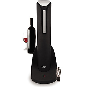 Ozeri Pro Electric Bottle Opener with Wine Pourer, Stopper, Foil Cutter, and Elegant Recharging Stand, Black
