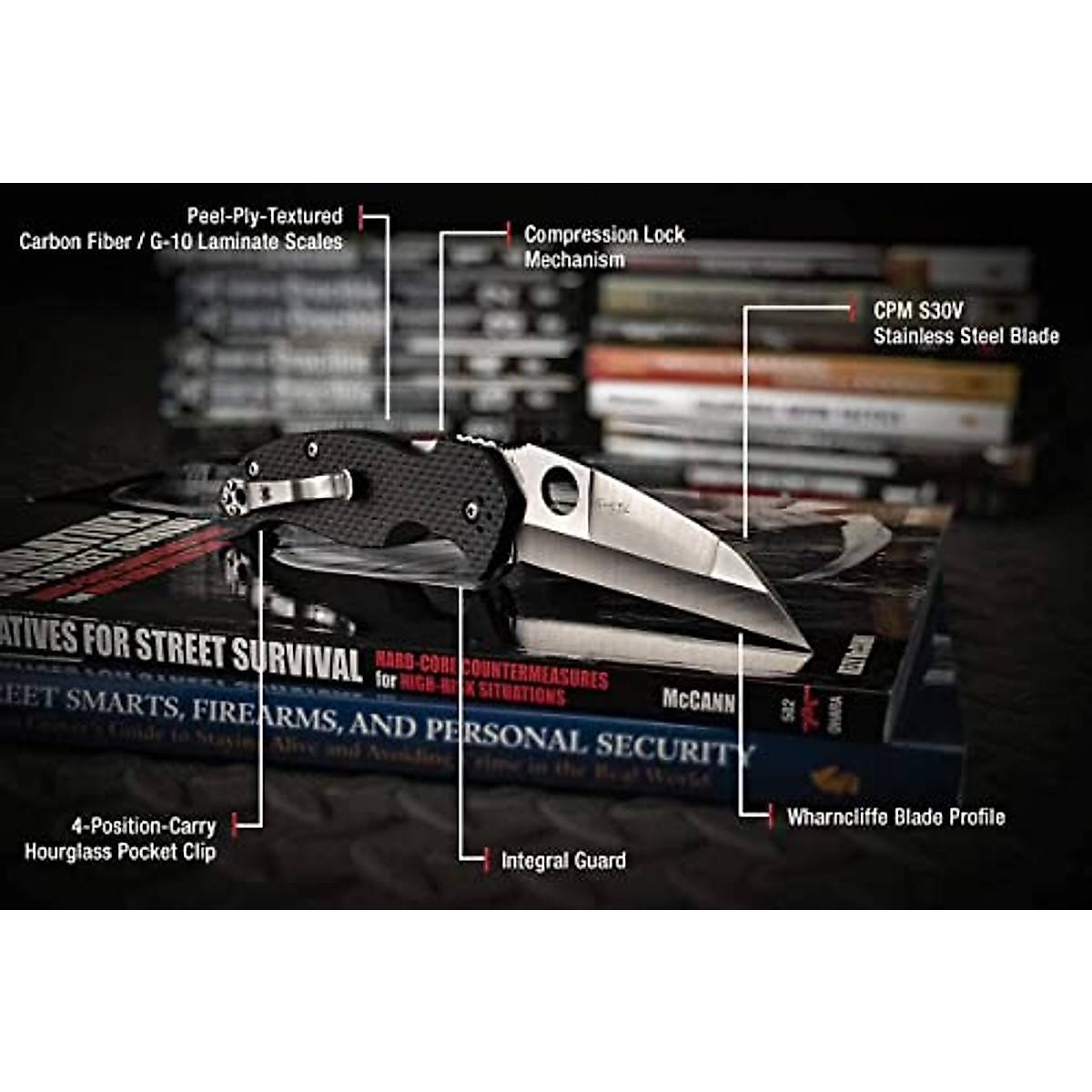 Spyderco Canis Knife with 3.43" CPM S30V Stainless Steel Blade and Carbon Fiber G-10 Laminate Handle - PlainEdge - C248CFP