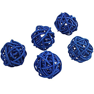 Andifany 12 pcs 3cm Rattan Wicker Ball for Garden, Wedding, Party Decoration （Royal Blue）