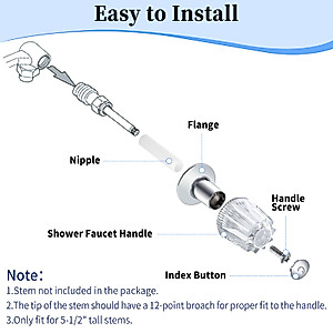 Sel Natural 2 Set Shower Faucet Handle Replacement, Compatible with Price Pfister Contessa and Windsor Tub and Shower Faucets Clear Acrylic Hot and Cold Shower Knob Replacement for Remodeling Trim