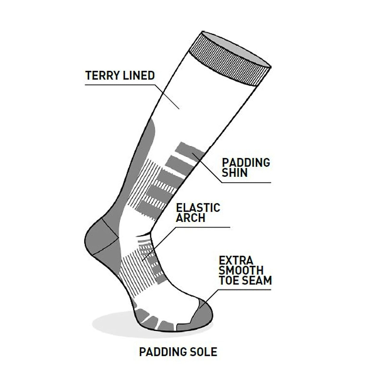 Eurosock Standard Supreme Snow Board Socks, Charcoal, SM (Men's Shoe 4-7 Women's Shoe 5-8)