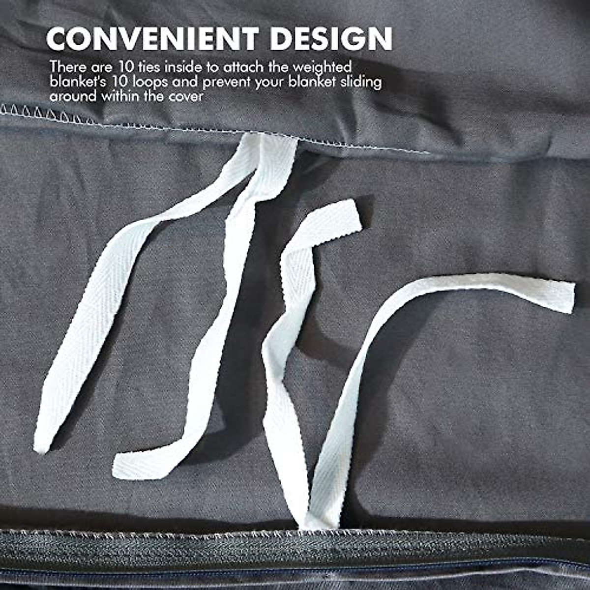 DECOSY Removable Duvet Cover for Weighted Blanket 丨 100% Cotton Duvet Cover 丨 Machine-Washable Cover for Heavy Blanket 丨 48"x72", Dark Gray