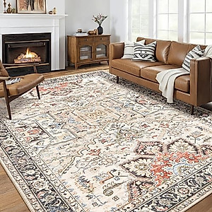 homewill 8x10 Area Rugs for Living Room Bedroom Nursery, Large Carpet Ultra Thin Soft Washable Oriental Vintage Floral Distressed Rug Big Indoor Carpets for Room Dorm Home Decor Aesthetic - Multi