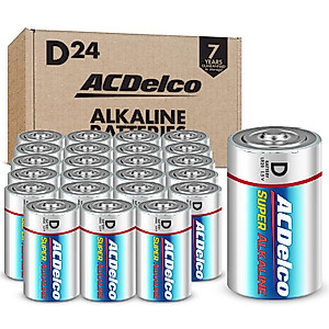 Powermax ACDelco 24-Count Size D Cell Alkaline Batteries Super Alkaline Battery 7-Year Shelf Life Reclosable Packaging