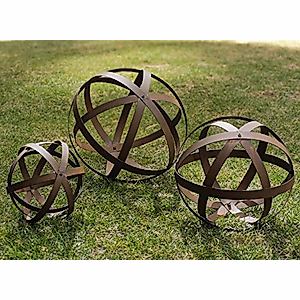 Metal Garden Spheres, Metal Band Decorative Spheres, Metal Folding Orb Garden Ball, Sets of 3