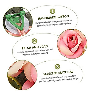 VOSAREA 1set Wrist Flowers and Corsages Finger Ring Bracelet Garland Decor Prom Bracelet Corsage Wrist Band Boutonniere Brooch Pin Corsage Wristlet Wedding Bride Wrist Corsage Pink Wreath