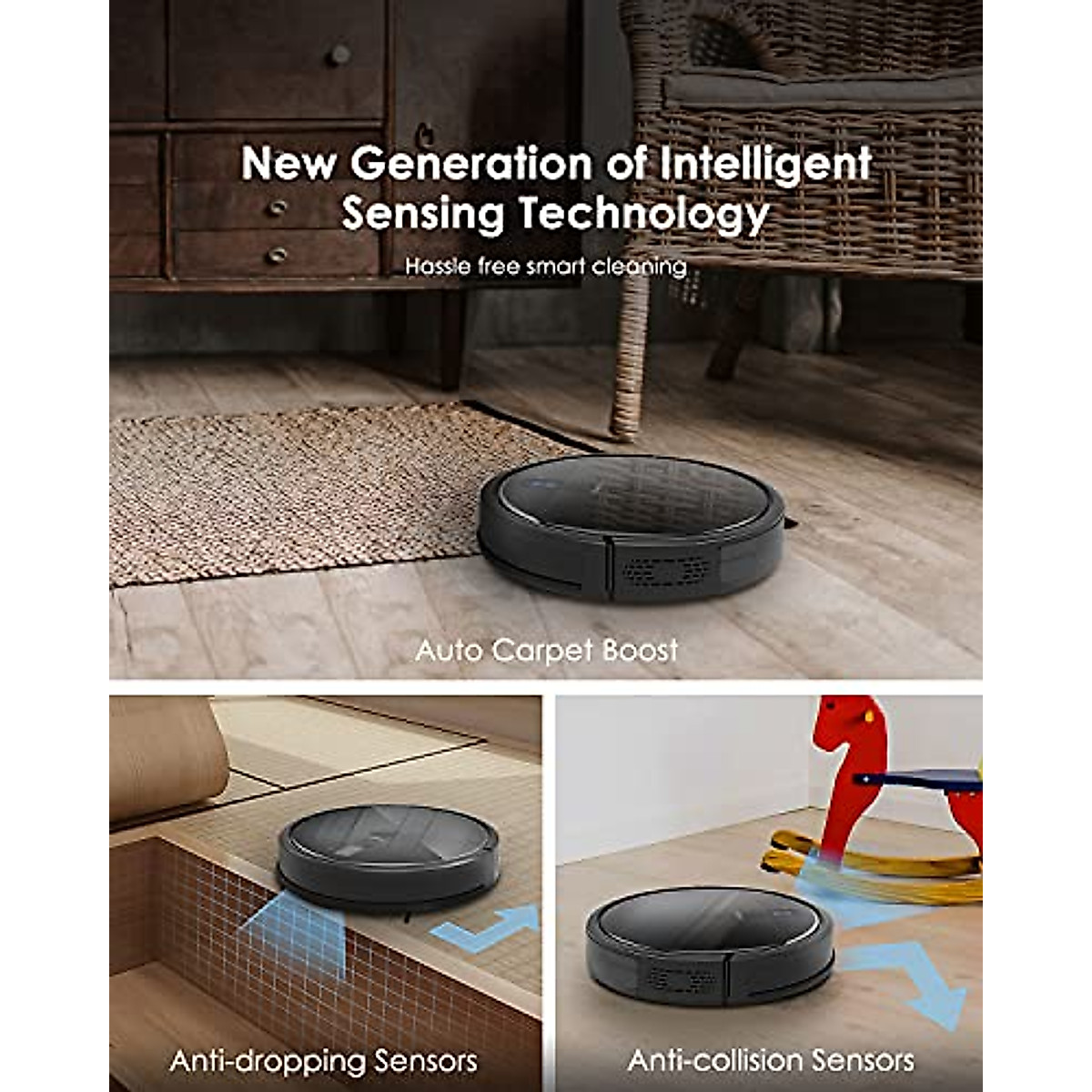 Thamtu G10 Robot Vacuum with 2700Pa Strong Suction, Super-Thin Robotic Vacuum Cleaner, Compatible with Alexa, Clean Schedule, Self-Charging, Ideal for Pet Hair, Hard Floor, Medium-Pile Carpet (Sliver)