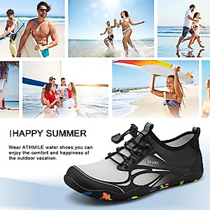 Water Shoes for Men Women River Shoes Adult Swim Beach Lake Pool Aqua Socks Barefoot Quick Dry for Hiking Surfing Kayaking Cruise Ship Essentials Size Women 12 / Men 10.5(Black White)