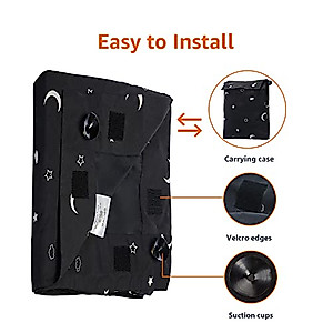 Amazon Basics Portable Baby Travel Window Blackout Blind Shades with Suction Cups - Moon & Stars, 1-Pack & Yogasleep Hushh Portable White Noise Machine for Baby | 3 Soothing, Natural Sounds