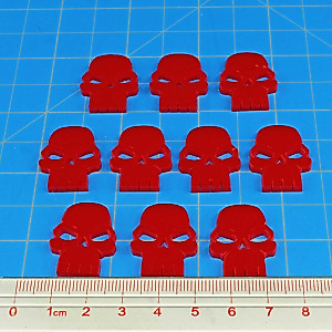 LITKO Skulls | Wound | Casualty | Death | Board Game | Role Play Game | Miniature Wargames | Compatible with Dungeons & Dragons, 40K | Pack of 10 (Red)