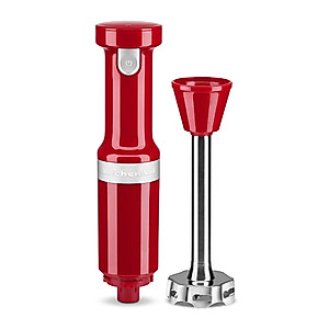 KitchenAid Cordless Variable Speed Hand Blender with Chopper and Whisk Attachment - KHBBV83, Empire Red, 1 Liter