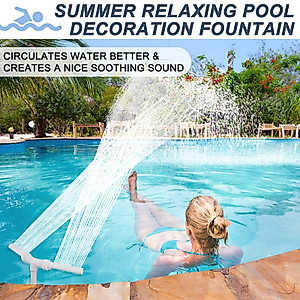 Swimming Pool Waterfall Fountain Spray - 2 Fountain Heads Water Sprinkler, Cool & Warm Pool Spa Water Temperatures, Water Fun Pool Aerator Backyard Decor for Above & In-ground Indoor Outdoor Pools