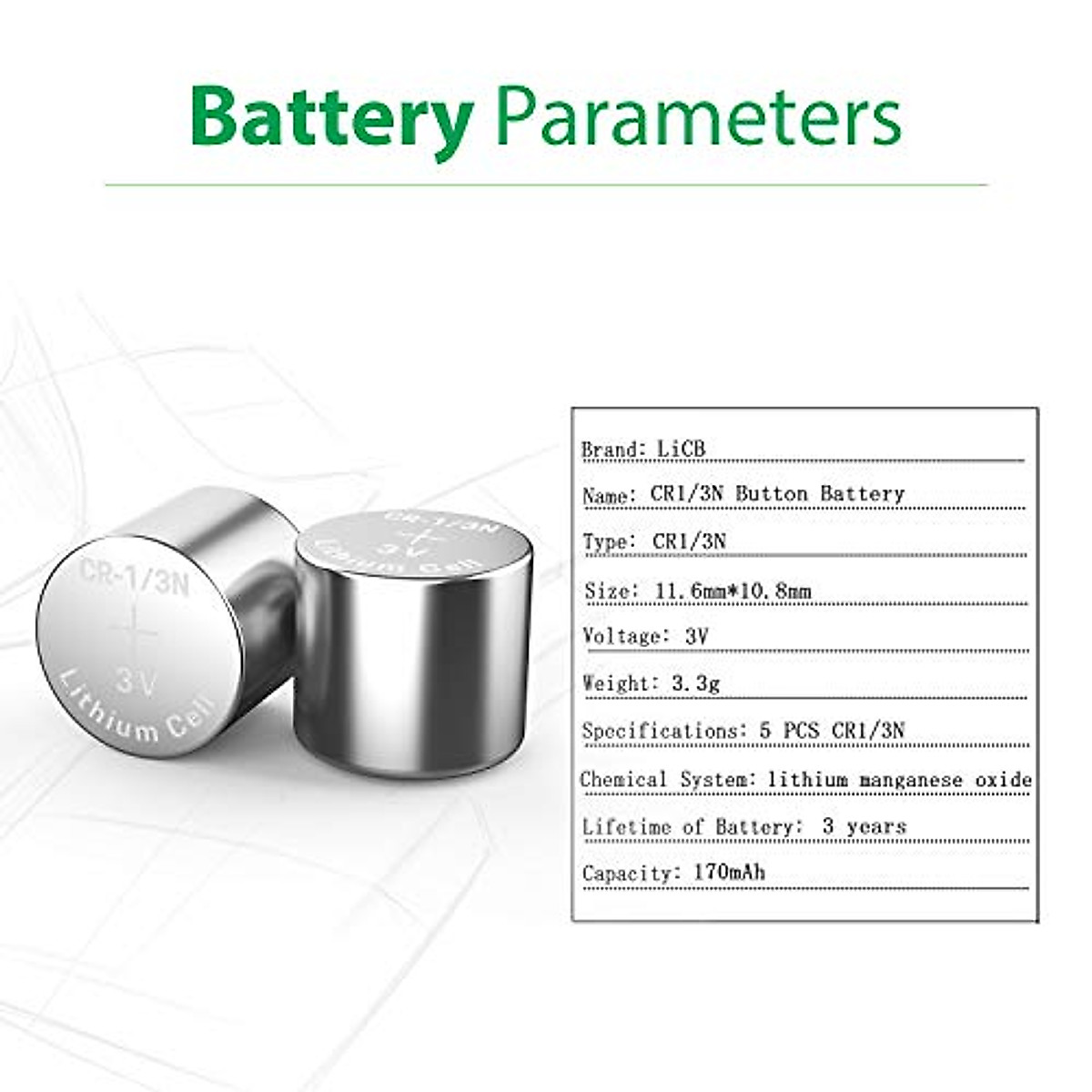 LiCB 10 Pack CR1/3N Battery 3V Lithium CR 1/3N Batteries