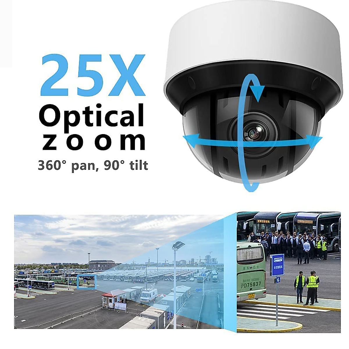 OEM DS-2DE4A425IW-DE 4MP 25x PTZ PoE Camera Optical Zoom, Outdoor PTZ IP Speed Dome Camera, 4.8~120mm Lens 360°Pan & 90°Til, DarkFighter 165ft Night Vision, Audio&Alarm I/O, WDR, SD Card Slot 256GB