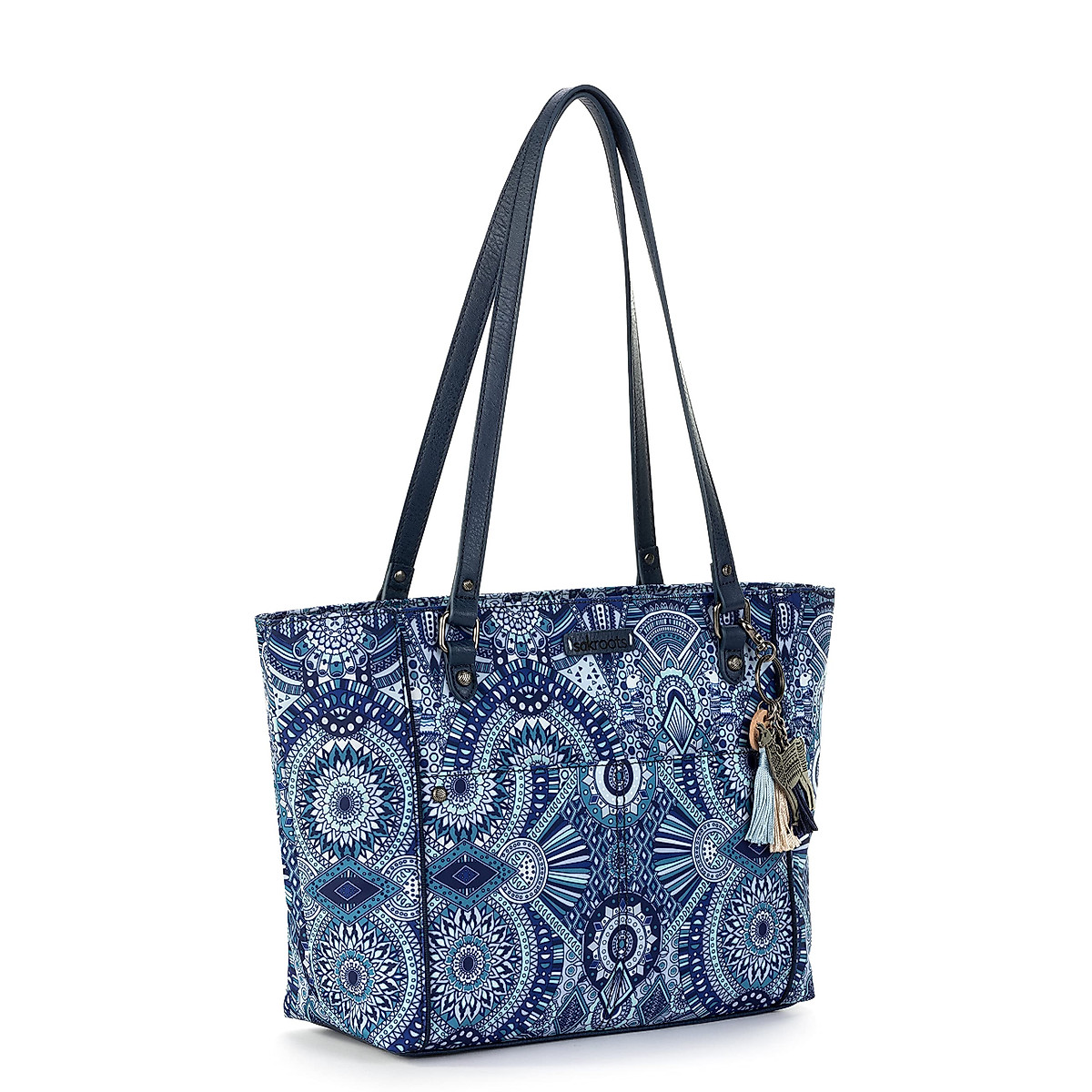 Sakroots Metro Tote Bag in Eco-Twill, Large & Roomy with Zip Closure, Navy Wanderlust