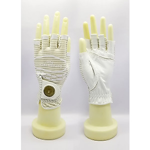 Copper Tech COPPERTECH Plus Womens Half Glove Worn ON Right Hand (White/Pink, MED to LG(ONE Size FIT Most), Worn ON RGHT Hand)