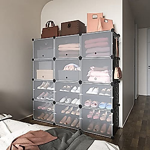 ROJASOP Portable Shoe Rack Organizer 8-Tier Shoe Cabinet 48-Pair Shoe Organizer Shoe Storage Expandable Free Standing Stackable Space Shoe Rack with 2 Exclusive Versatile Hooks for Bedroom
