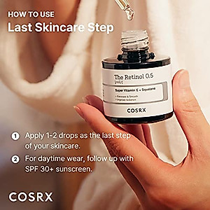 COSRX Retinol 0.5 Oil, Anti-aging Serum with 0.5% Retinoid Treatment for Face, Reduce Wrinkles, Fine Lines, and Signs of Aging, Gentle Skin Care for Day & Night, Not Tested on Animals, Korean Skincare