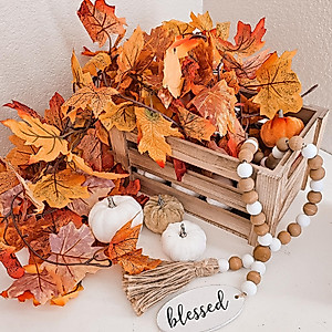 CQURE 2 Pack Fall Leaf Garland, Hanging Vines Garland Artificial Fall Maple Leaves Garland Thanksgiving Decor for Home Wedding Fireplace Party