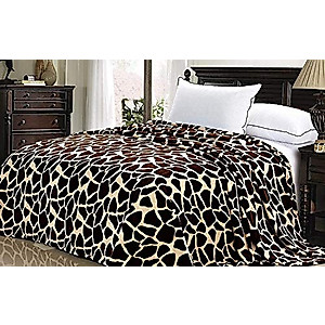 Home Must Haves Ultra Soft Micro Plush Warm Cozy Premium Flannel Bed Sofa Couch Picnic Blanket (Queen 80"x80", Giraffe Skin Print)
