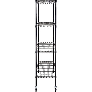 VEVOR Storage Shelving Unit, 4-Tier Adjustable Storage Shelves, 48" L x 18" W x 74" H Garage Storage Shelves, Metal Shelves with Wheels for Kitchen Pantry Basement Bathroom Laundry