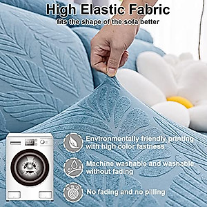 Magic Sofa Cover, 2023 New Wear-Resistant Universal Sofa Cover, Stretch Couch Cushion Slipcovers Replacement, Anti-Slip Recliner Sofa Cover, L Shape Sofa Covers,Blue,4 Seater