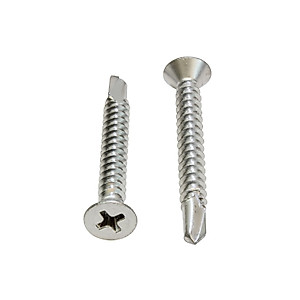Bolt Dropper #10 X 1-1/2'' Stainless Flat Head Phillips Self Drilling Screw, (25 pc), 18-8 (304) Stainless Steel Screw by Bolt Dropper