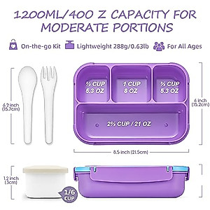 Sunhanny Bento Lunch Box for Kids - 4 Compartments, Sauce Container, Utensils, Food Picks and Muffin Cups, Purple Unicorn
