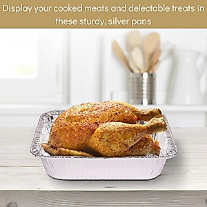 HOGOWARE 10-Pack 8x8 Foil Pans 40oz Square Aluminum Baking Pans Heavy Duty Disposable Oven Trays for Cake Roasting Casserole Brownies Bread Pie Large Food Containers Portable Cooking Tin Foil Pans