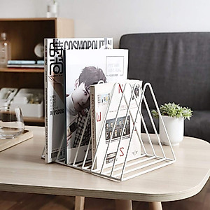 Sooyee 9 Slot White Magazine Holder,Desktop File Sorter Organizer Triangle Bookshelf Decor Home Office