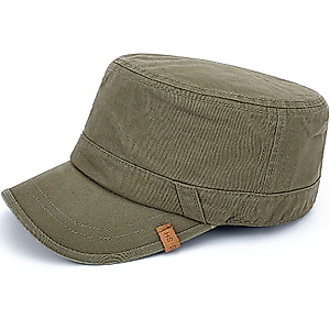 REDSHARKS Short Brim Cadet Caps for Men Cool Cadet Hats for Women Ponytail Army Olive Green