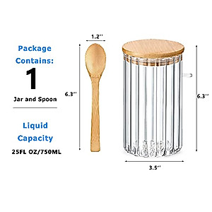 Steviieden 25 OZ Large Airtight Glass Jar with Bamboo Spoons Lids Overnight Oats Container Decorative Coffee Bar Food Storage Jar Cereal Nuts Salts Coffee Tea Flour Sugar Container Spice Jar