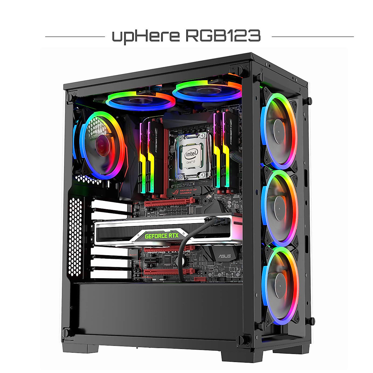 upHere 120mm RGB Series Case Fan,Quiet Edition High Airflow LED Case Fan for PC Cases-5 Pack