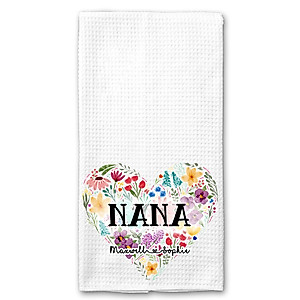 Personalized Wildflower Mother's Day Waffle Weave Microfiber Towel Mama, Mom, Grandma, Nana, Gigi - Any title Any Names