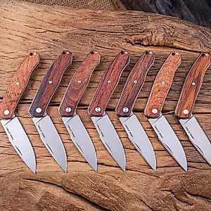 Real Steel Knives Serenity Slipjoint Folding Knife 3.375" N690 Satin Drop Point Blade, Rosewood Handle