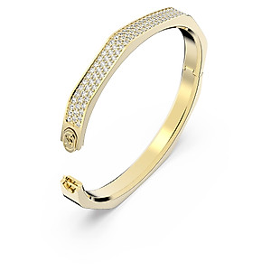 SWAROVSKI Dextera Bangle Bracelet, Size M, Octagon Shape with White Crystal Pavé on Gold-Tone Finished Band, Part of the Dextera Collection