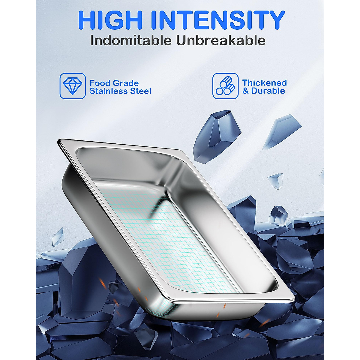 WantJoin 1/2 Half Size Steam Table Pans, 6-Pack 6 Inch Deep Restaurant Steam Table Pans Commercial, Hotel Pan Made of 201 Gauge Stainless Steel