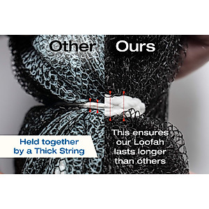 XXL 90g Charcoal Shower Loofah 3 Pack by Tilcare - Perfect Bath Sponge for Exfoliating for Men & Women - Body Scrubber Brush for Cleansing and Smooth Skin - Scrubbies That Remove Excess Oil and Dirt