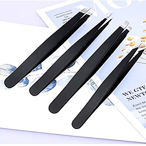 Eyebrow Tweezer Set, Stainless Steel Tweezers for Eyebrows - Best Precision for Facial Hair, Ingrown Hair, Splinter, Blackhead and Tick Remover