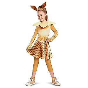 Disguise Pokemon Eevee Costume for Kids, Girls Deluxe Character Outfit, Child Size Small (4-6x), Brown